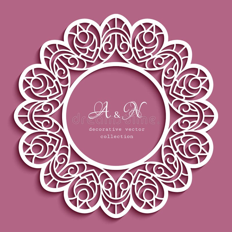 Circle Frame with Cutout Lace Border Pattern Stock Vector ...