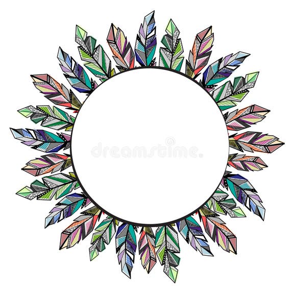 Feathers Circle Frame Background Stock Vector - Illustration of ...