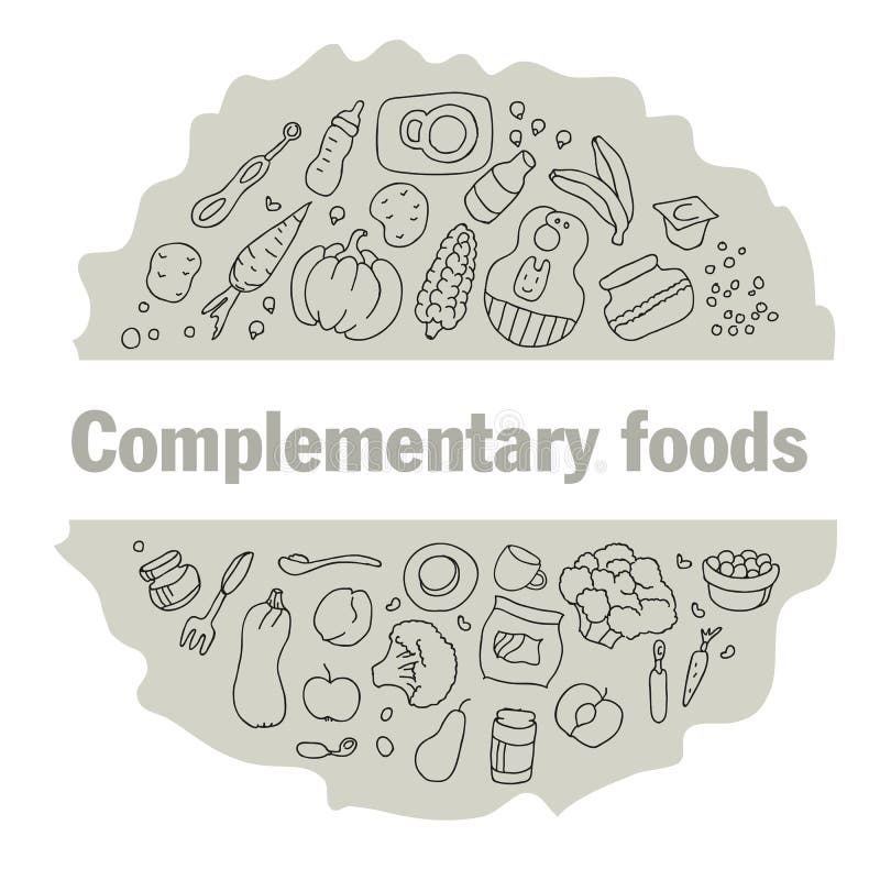 Circle Frame Filled with Accessories for Complementary Feeding Infants ...