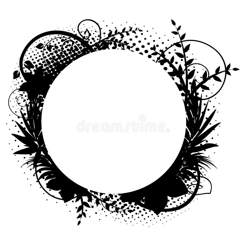Circle Frame with Floral Decorations 2 Stock Vector - Illustration of ...