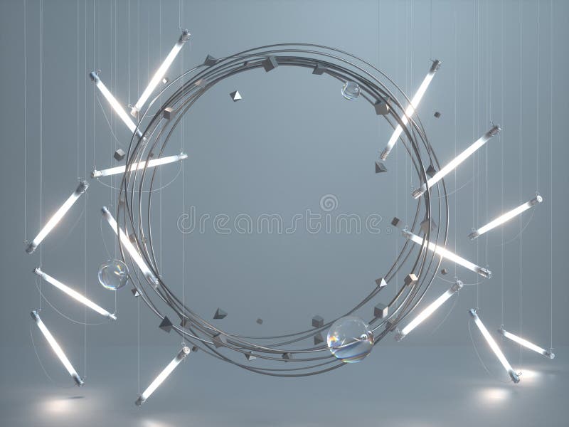 Circle Frame with Fluorescent Lamps. Stock Illustration - Illustration ...