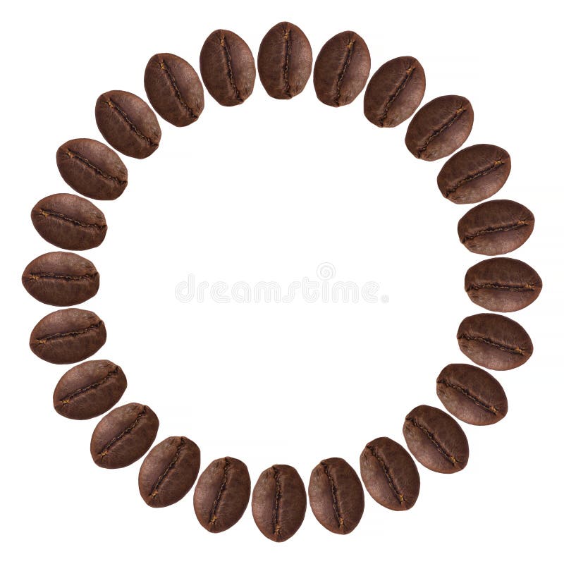 Circle Frame Made of Coffee Beans and Isolated on White Stock Photo ...