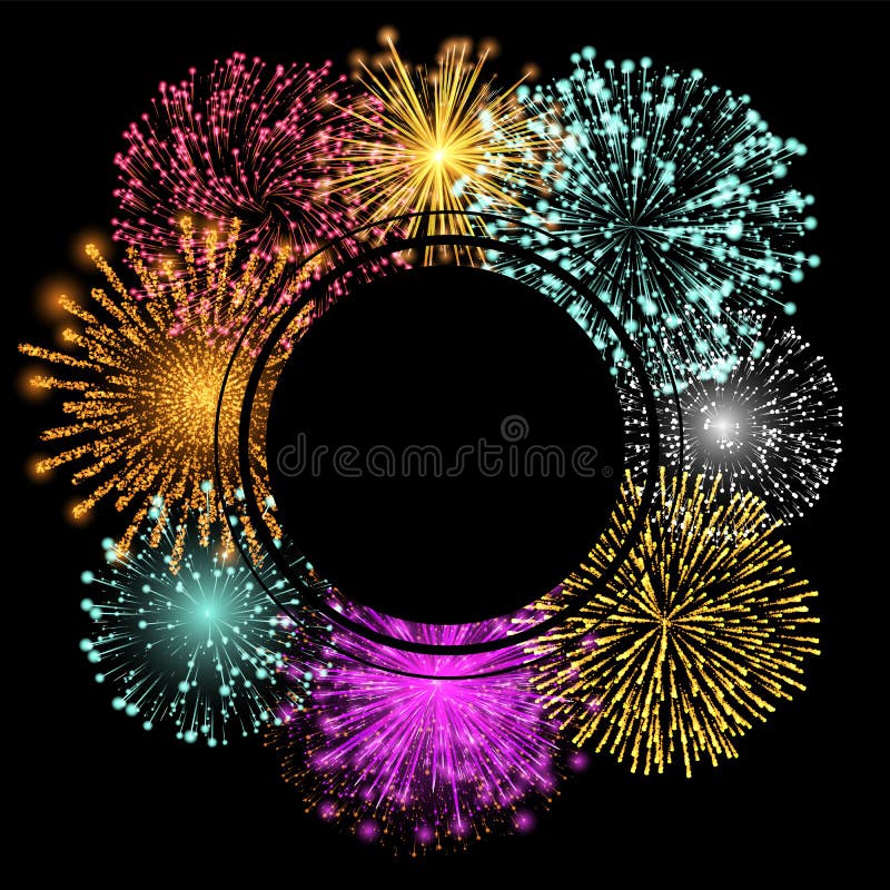 Circle Frame Made of Fireworks Empty Banner Vector Stock Vector ...