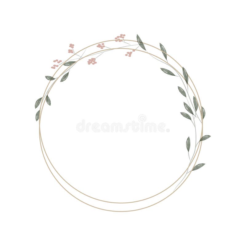 Circle Frame in Minimalistic, Rustic and Watercolor Style. Stock Vector ...