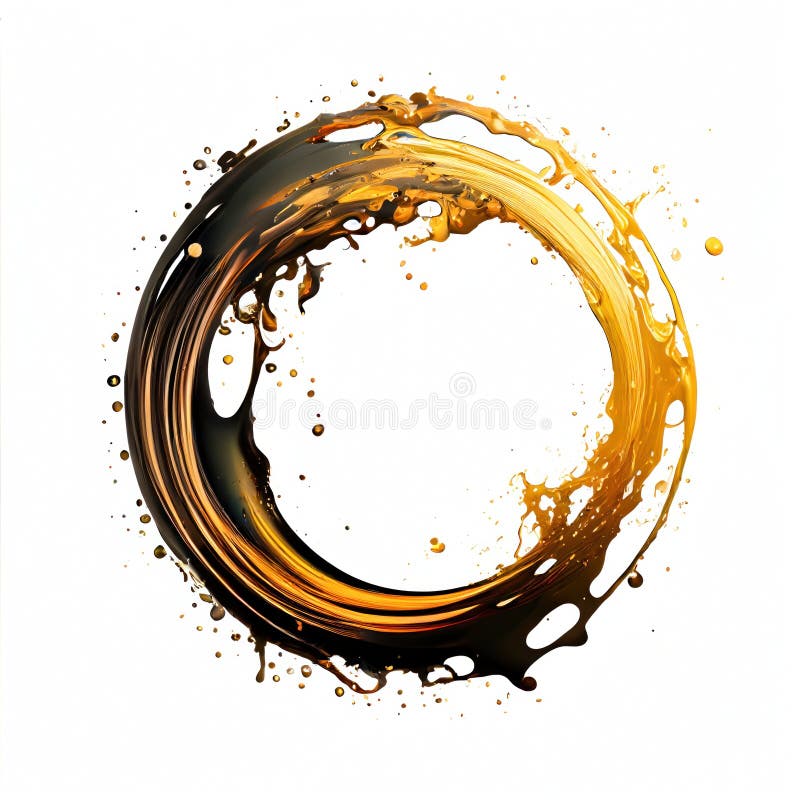 A Circle Frame with Orange Oil Splashes on White Background. Stock ...