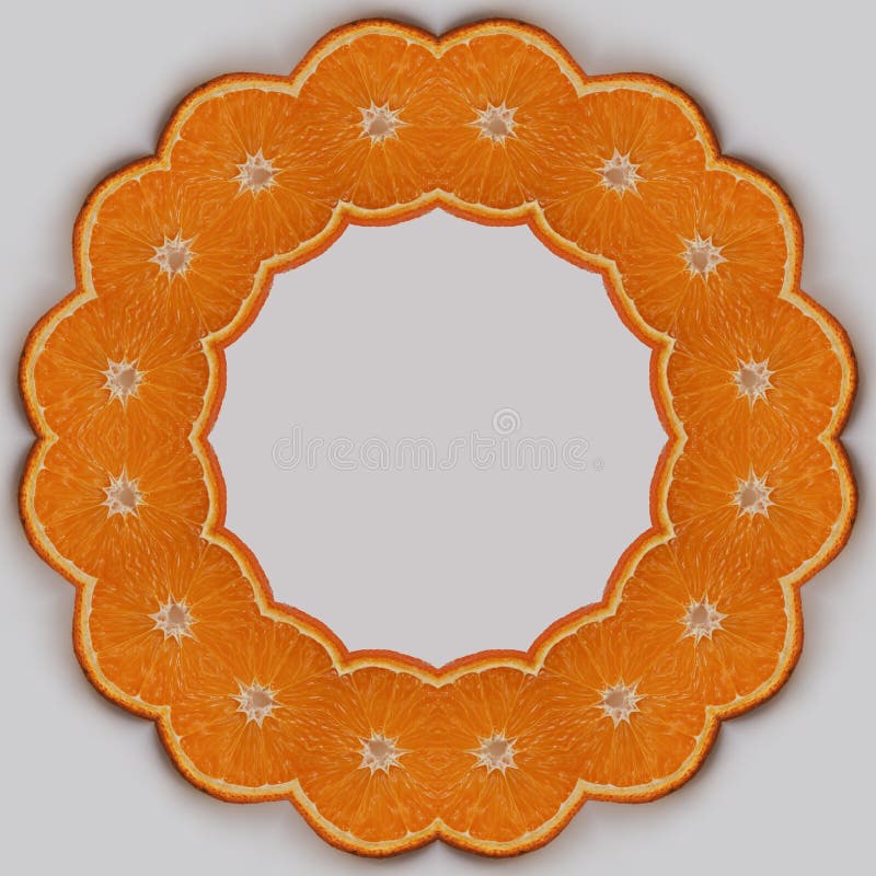 Circle Frame with Orange Slides on the White Background Stock Image ...