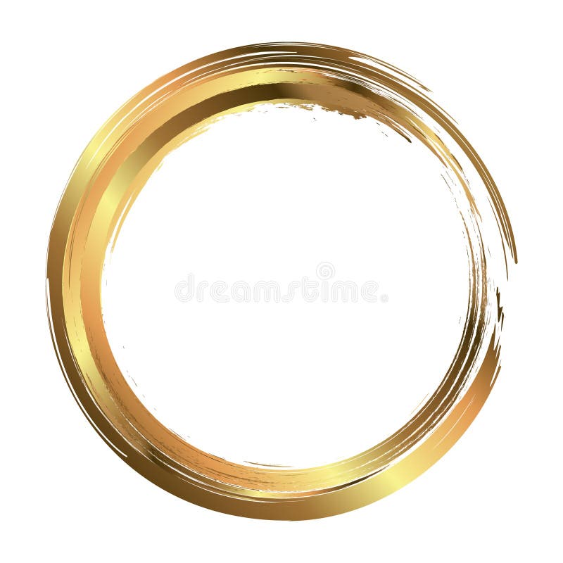 Circle Gold Frame Painted with Brush Strokes on White Background ...