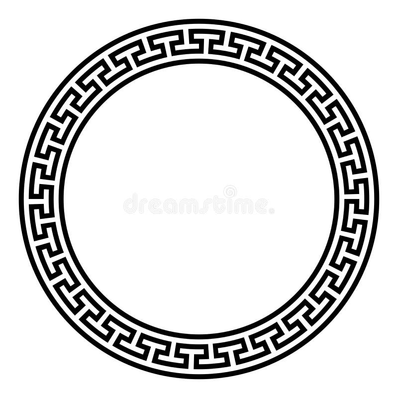 Circle Frame with Simple Meander Pattern, Greek Key Border Stock Vector ...