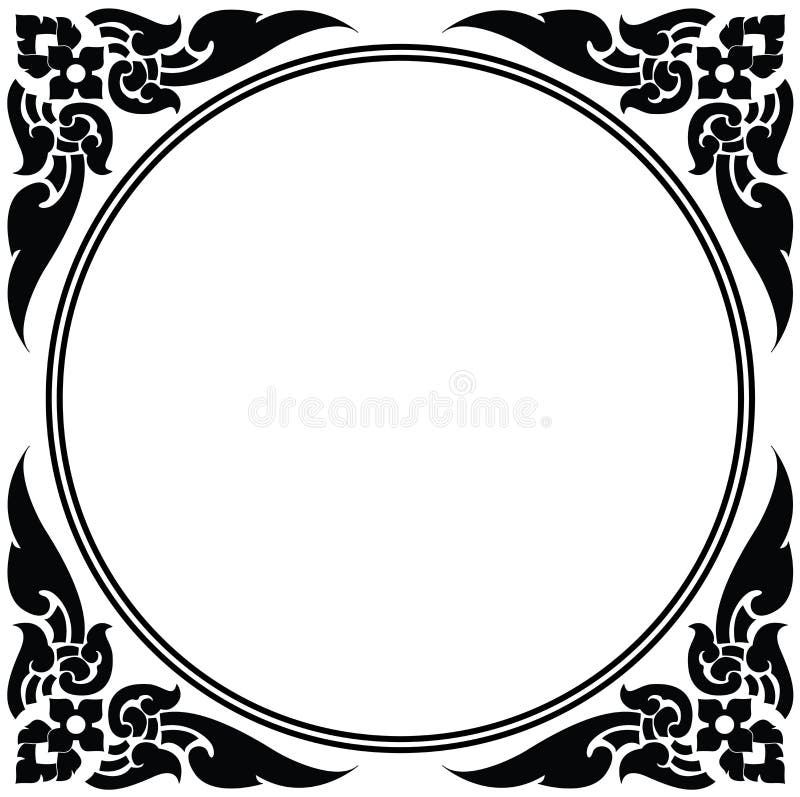 Circle Frame of Thai Pattern Stock Vector - Illustration of black ...