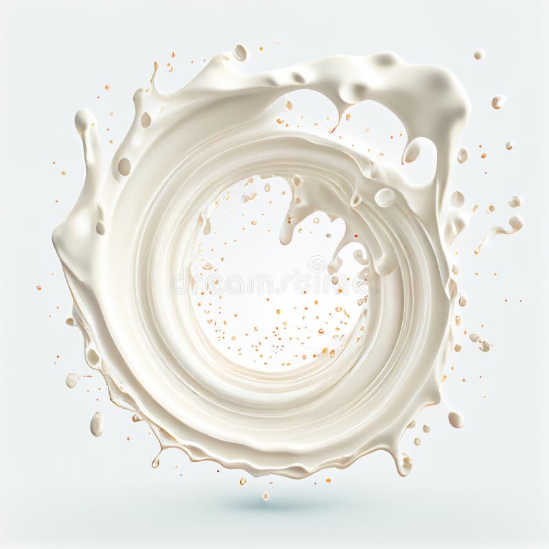 A Circle Frame with White Milk Splashes on White Background. Stock ...