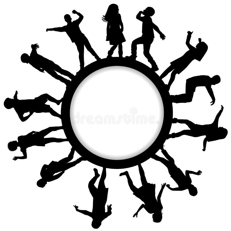 Circle Frames with Children Silhouettes Dancing Stock Vector ...