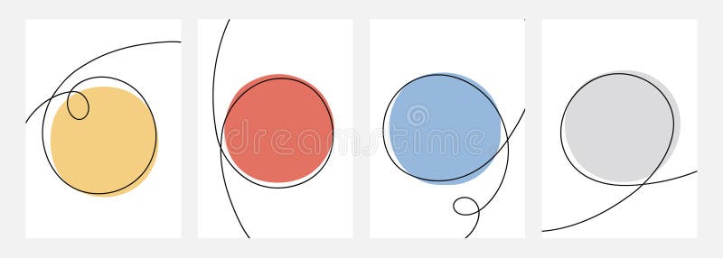 Circle Frames Set. Line Art. Round Frames. Continuous Black Line. Hand ...