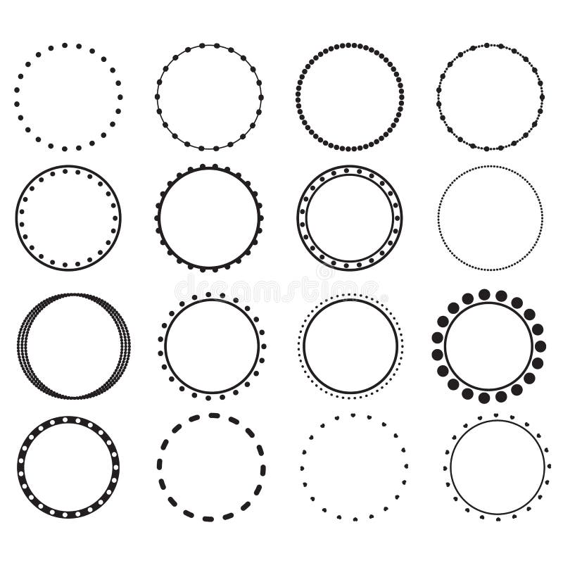 Circle Frames on White Background. Doodle Frame System, Circle Monogram ...