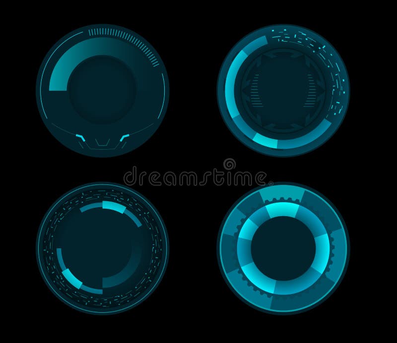 Circle Futuristic Hud Interface Elements Stock Vector - Illustration of ...