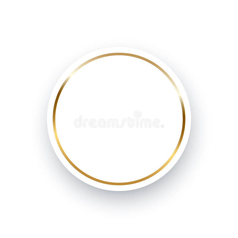 Circle with Gold Ring Frame, Elegant White Decor Object of Round Shape ...