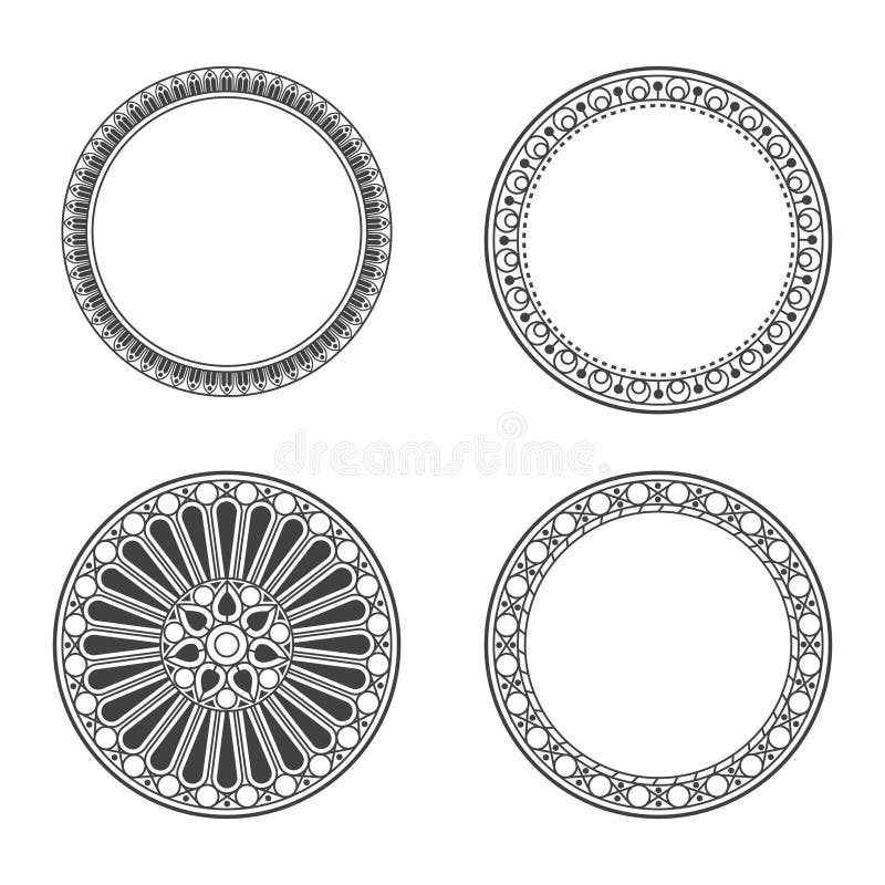 Circle Gothic Boarder Pattern Frame Vector Illustration Set Stock ...