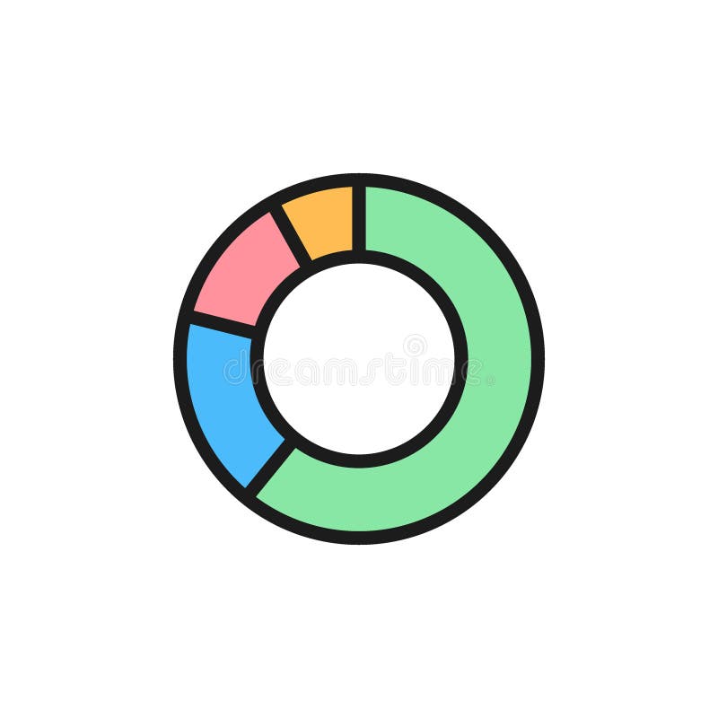 Circle Graph Flat Color Icon. Isolated on White Background Stock Vector ...
