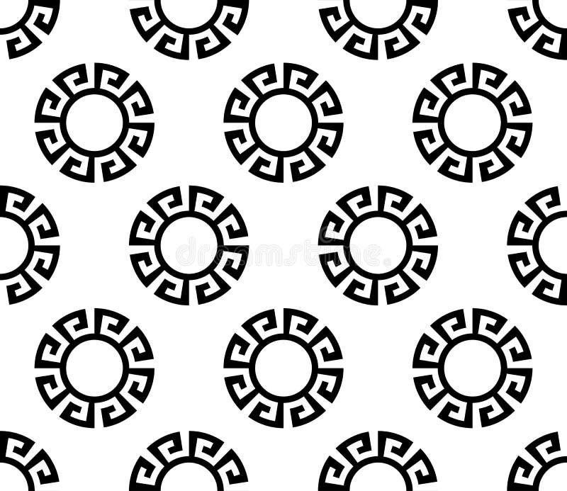 Circle Greek Seamless Pattern with Round Meander Borders. Stock Vector ...