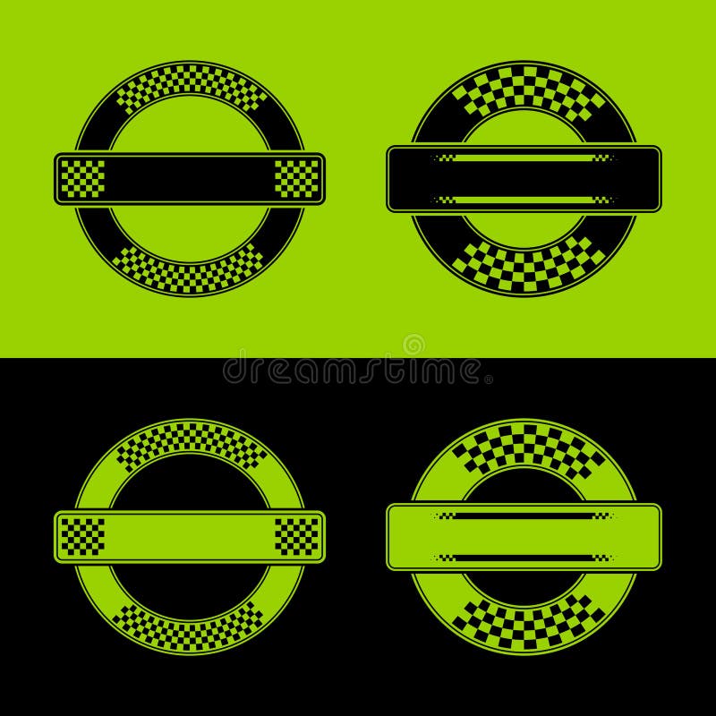 Circle Green Checkered Text Labels Set Stock Vector - Illustration of ...