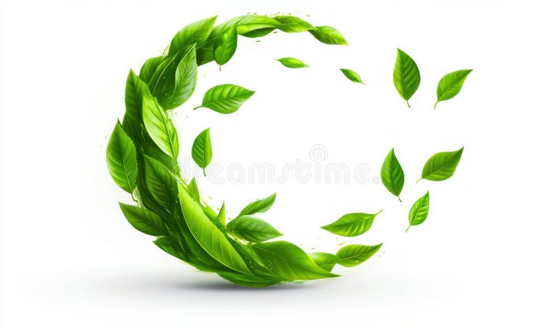 Circle of Green Leaves on a White Background Stock Illustration ...