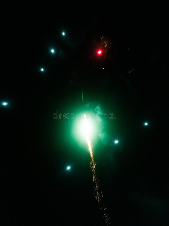 Circle Green Night with Fireworks Stock Photo - Image of diagram ...