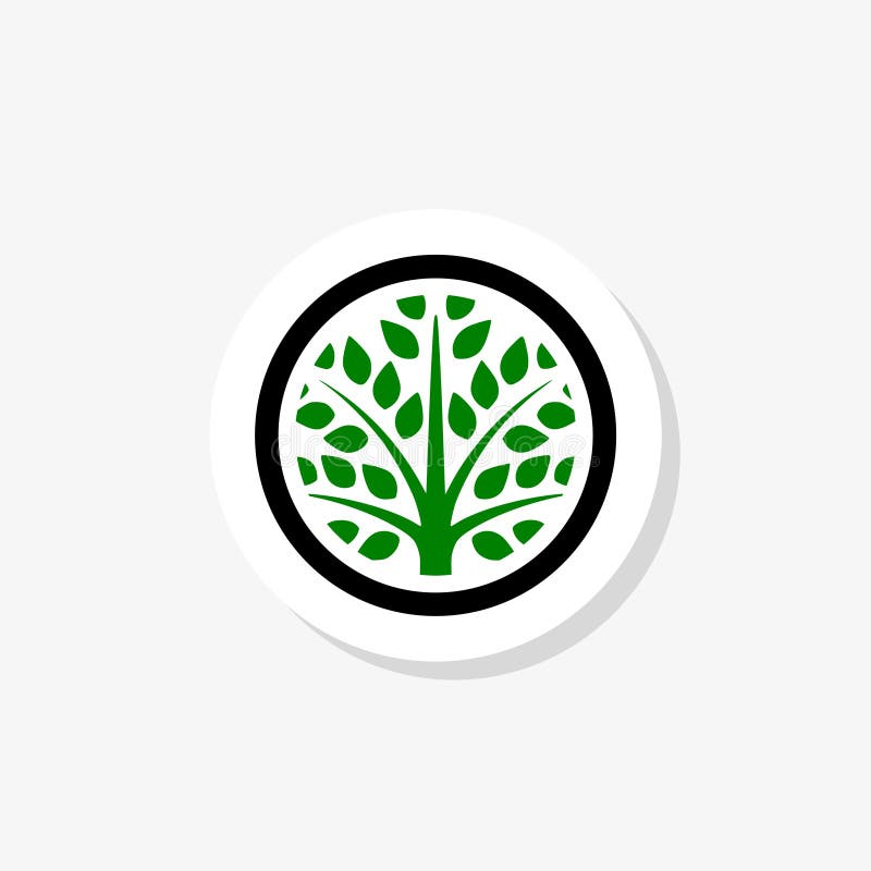 Circle Green Tree with Leaves Logo Sticker Stock Vector - Illustration ...