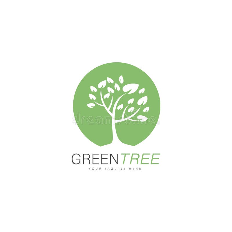 Circle Green Tree Logo Design Illustration Icon Stock Vector ...