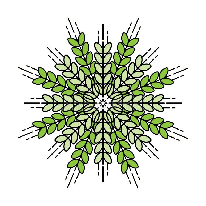 Circle Green Wreath Wheat Grain Icon Shape Isolated Flat Style Design Stock Illustration ...