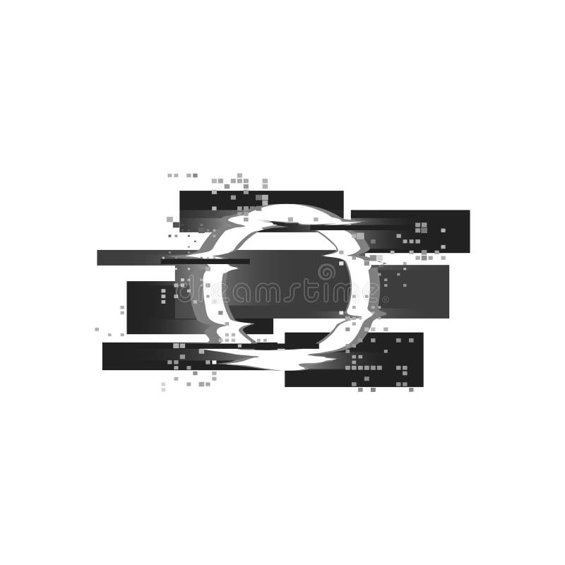 Circle with Grey Glitch and Digital Noise Effects, Dynamic Round with ...