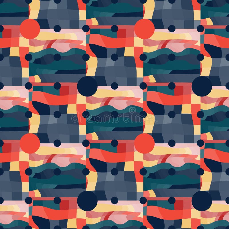 Circle Grid and Irregular Backdrop Seamless Pattern Stock Vector ...