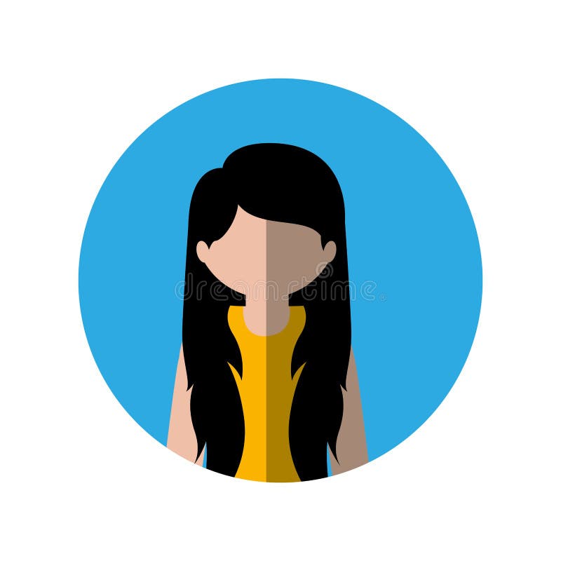 Circle with Half Body Woman with Long Hair Blonde and Middle Shadow ...