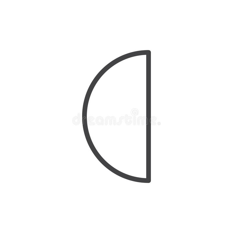 Circle Half Icon Thin Outline Art Symbol Stock Vector - Illustration of ...