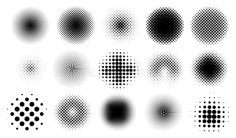 Circle Half Tone Dot Patterns. Graphic Gradient with Spray Effect ...