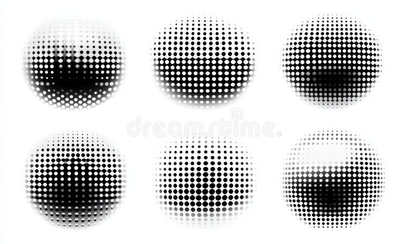 Circle Halftone Set Modern Dotted Circles Halftones Stock Photos - Free ...