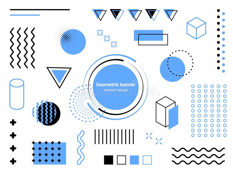 Circle Halftone Banner. Geometric Shapes, Abstract Design Elements ...