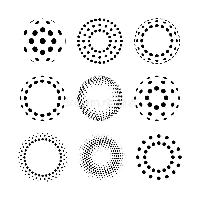 Circle Halftone Logo Icons. Abstract Design Elements. Stock Vector ...