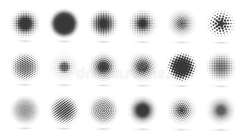 Circle Halftone Set. Modern Dotted Circles Halftones. Black Dotwork ...