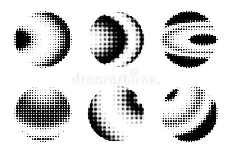Circle Halftone Set. Modern Dotted Circles Halftones Stock Illustration ...
