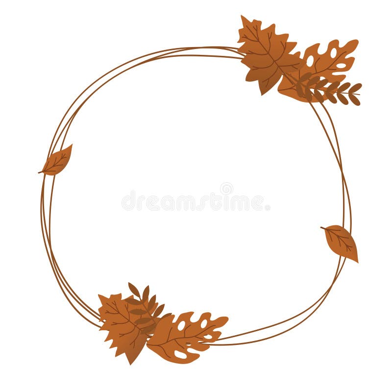 Circle Hand Drawn Autumn Leaves Border Design Vector Stock Vector ...