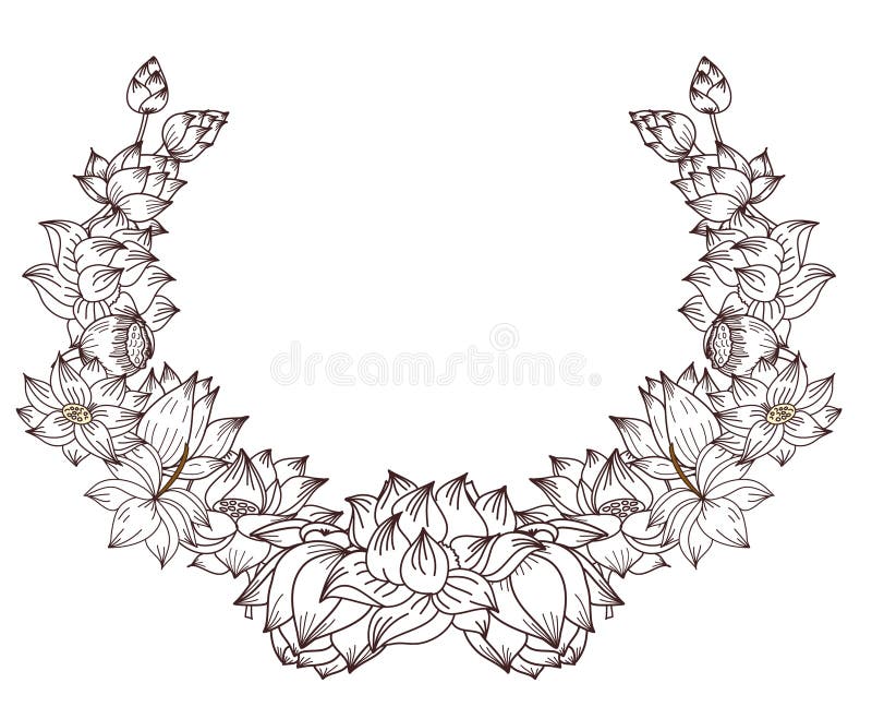 Circle Hand Drawn Lotus Flower Stock Vector - Illustration of plant ...