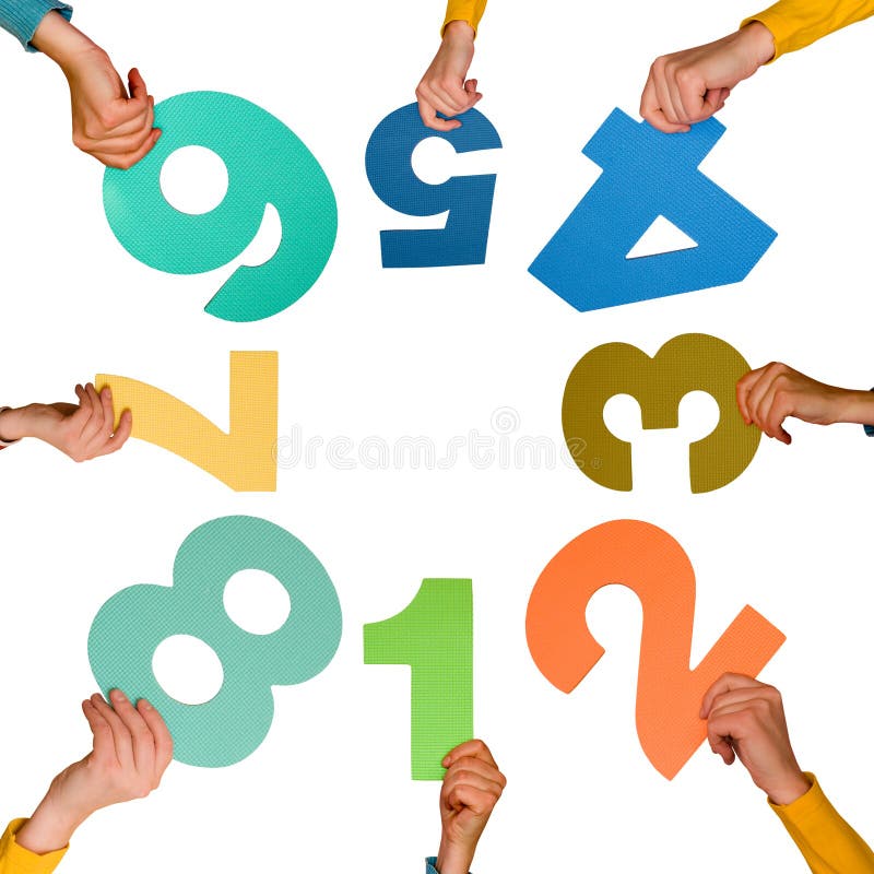 Circle of Hands with Colorful Numbers Stock Photo - Image of detail ...