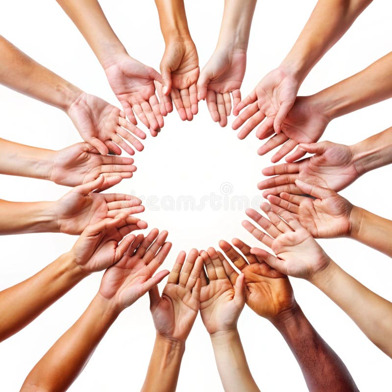 Circle of Hands Isolated White Background Stock Illustration ...