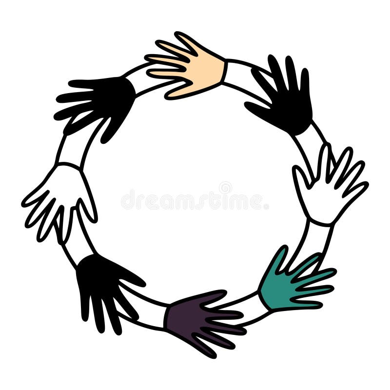 Circle of Hands Celebrating Diversity and Unity Stock Illustration ...