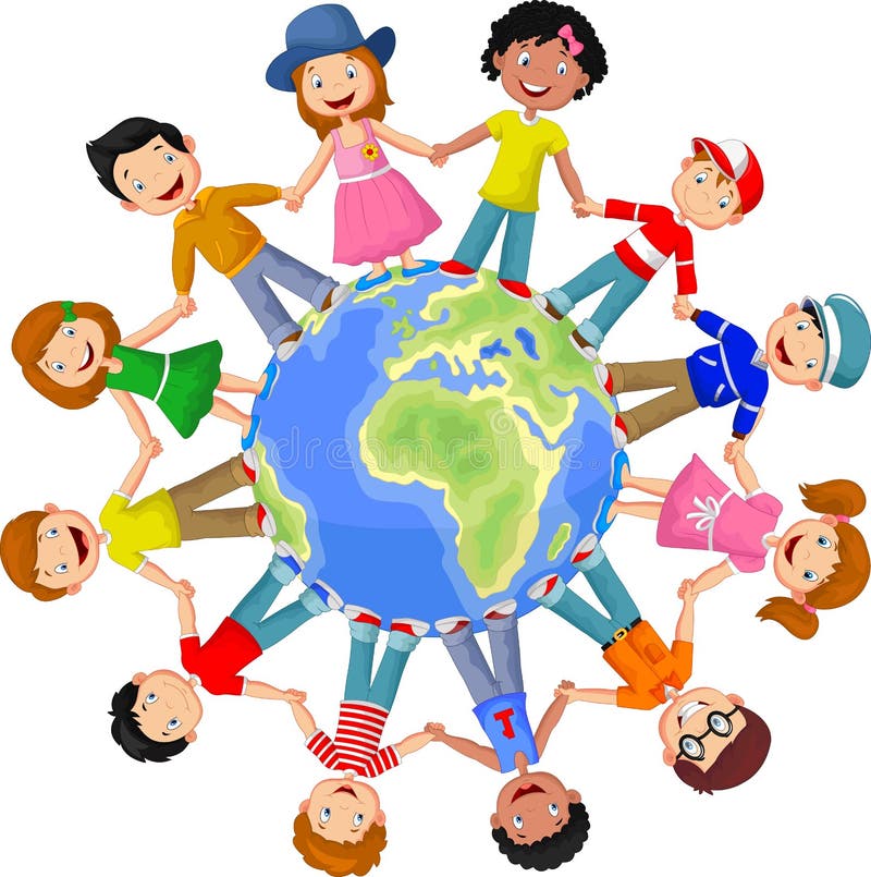 Happy Children Cartoon Different Races Stock Vector - Illustration of ...