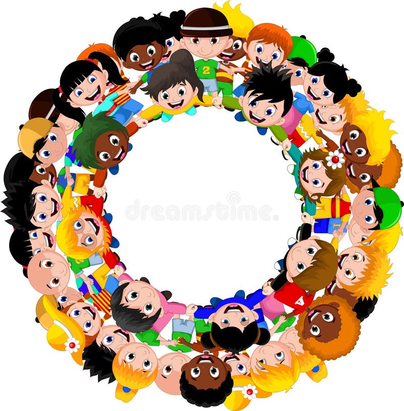 Happy Children Cartoon Different Races Stock Vector - Illustration of ...