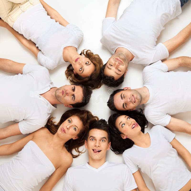 Circle of Hilarious Friends Stock Photo - Image of recumbent, happiness ...