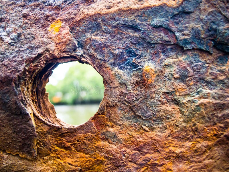 Circle Hole On Rusty Surface. Stock Image - Image of redox, plate ...