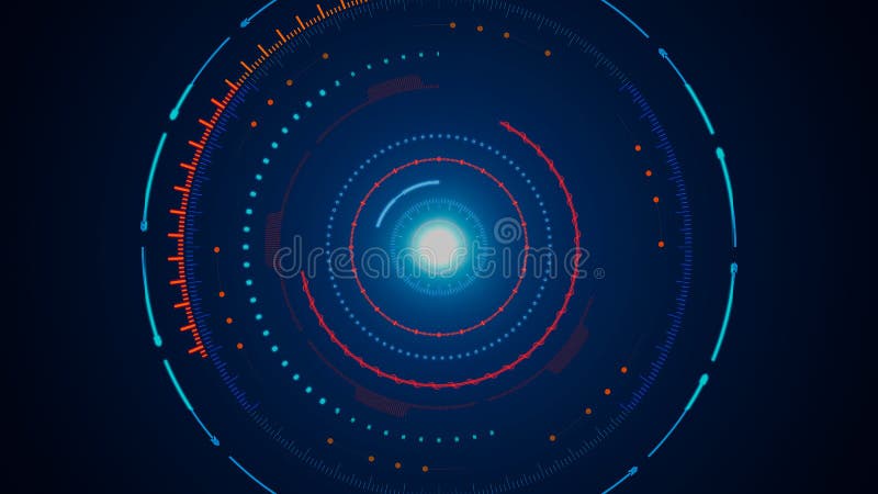 Circle HUD Colorful Outline Elements on Blue Gradient Background. 3D ...