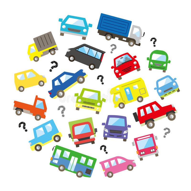 Circle Icon Gallery of Various Car and Question Mark - Stock ...
