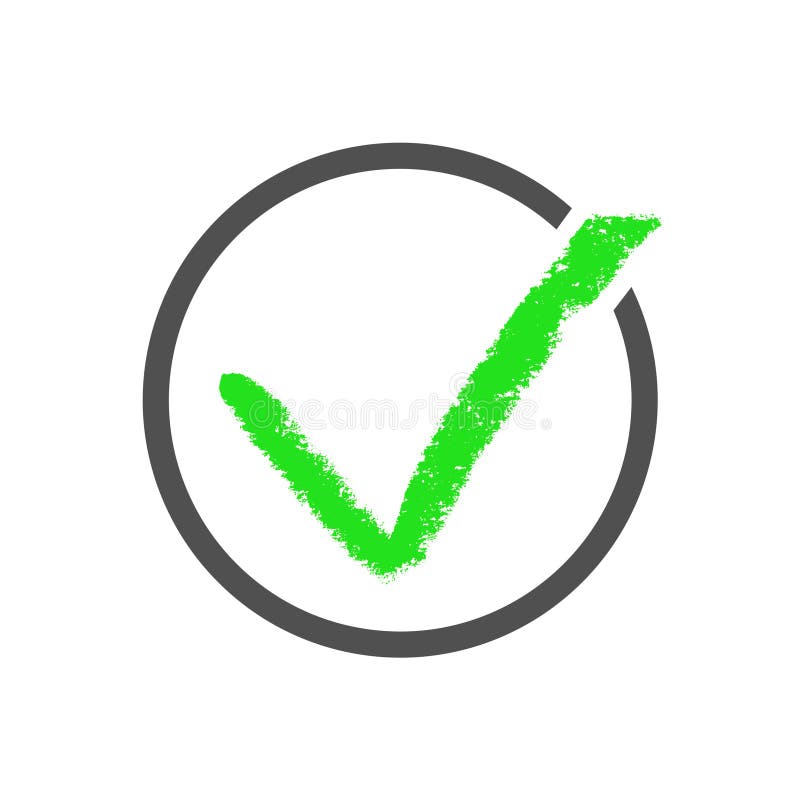 Circle Icon with Green Tick Made with Pencil Stock Illustration ...